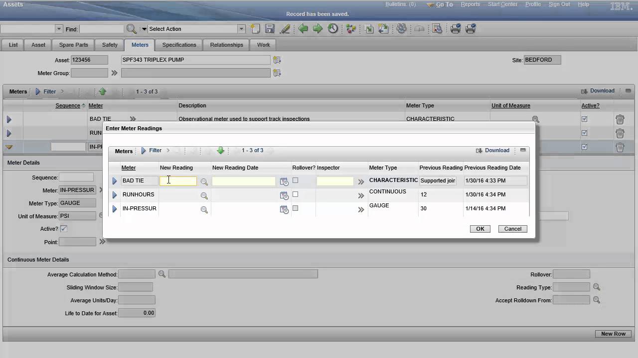 Maximo 75 Assets: Meters & Meter Readings
