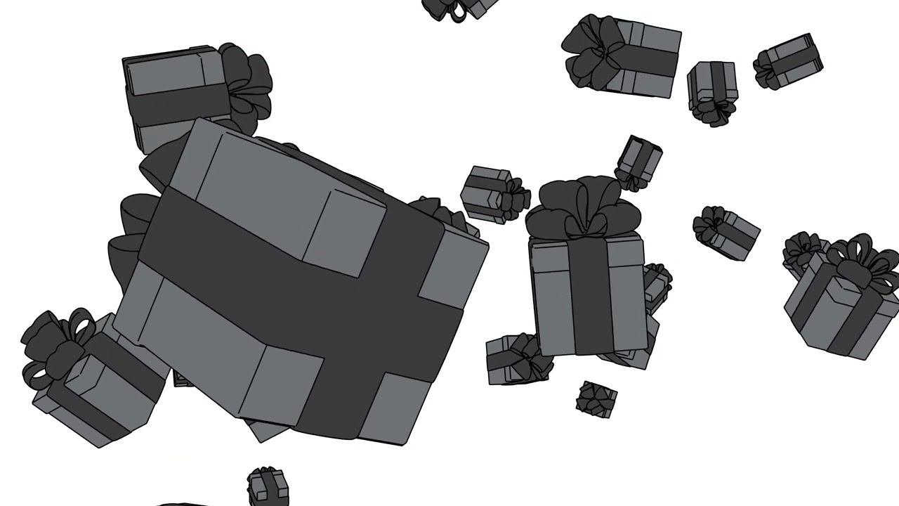 [1 hour]Toon Black Gift Boxes with Ribbon - Background/Screensaver[4K][No Sound]