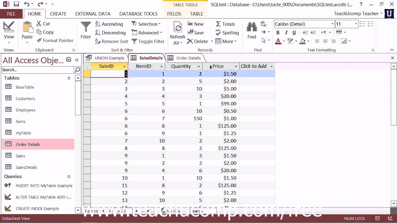 SQL Training - Structured Query Language Tutorial - The UNION Operator Lesson