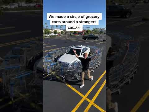 Making a ring of grocery carts around a strangers car prank!π #shorts