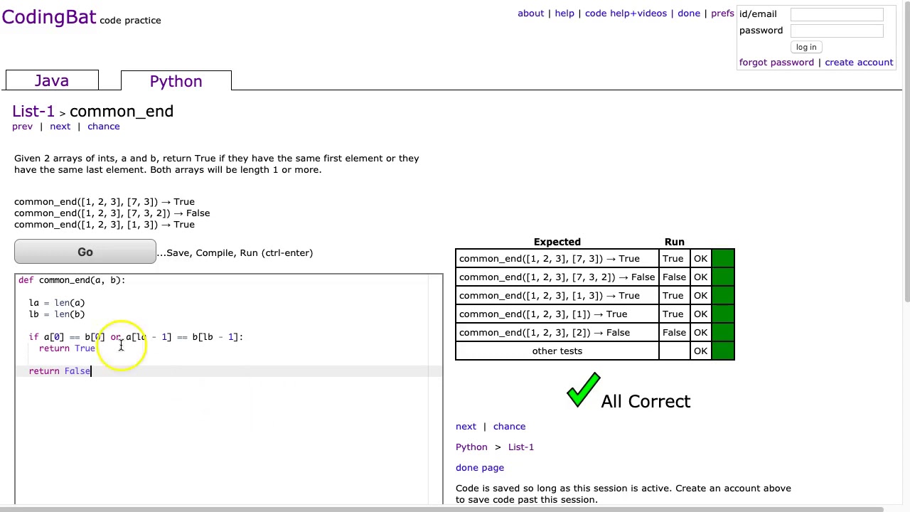 Codingbat - common_end (Python)