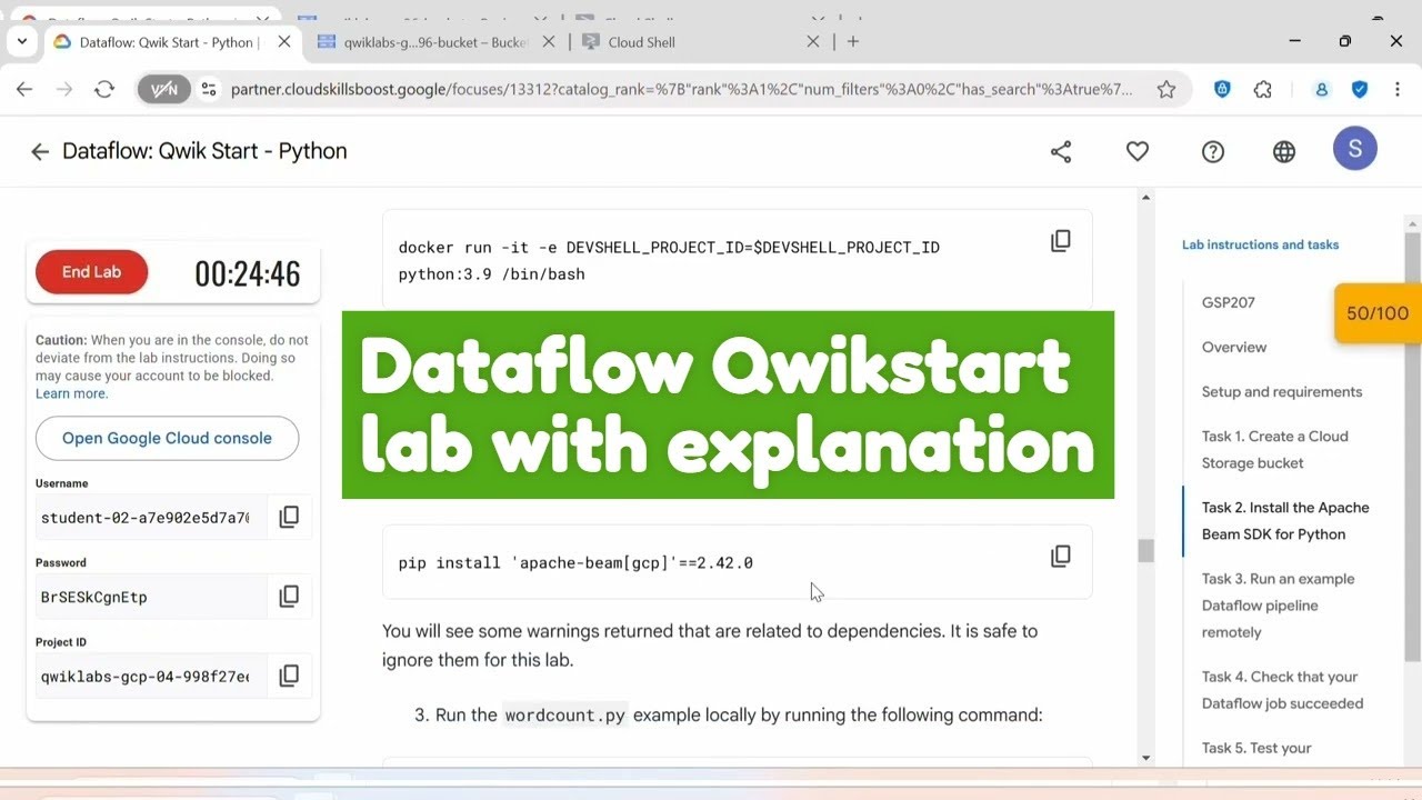 Dataflow Qwikstart - Python | GCP Lab