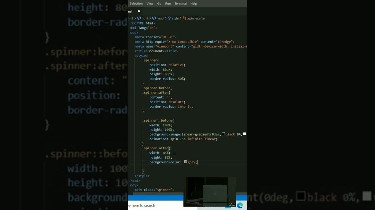 Spinning loading animation using HTML and CSS 🤩 #shorts