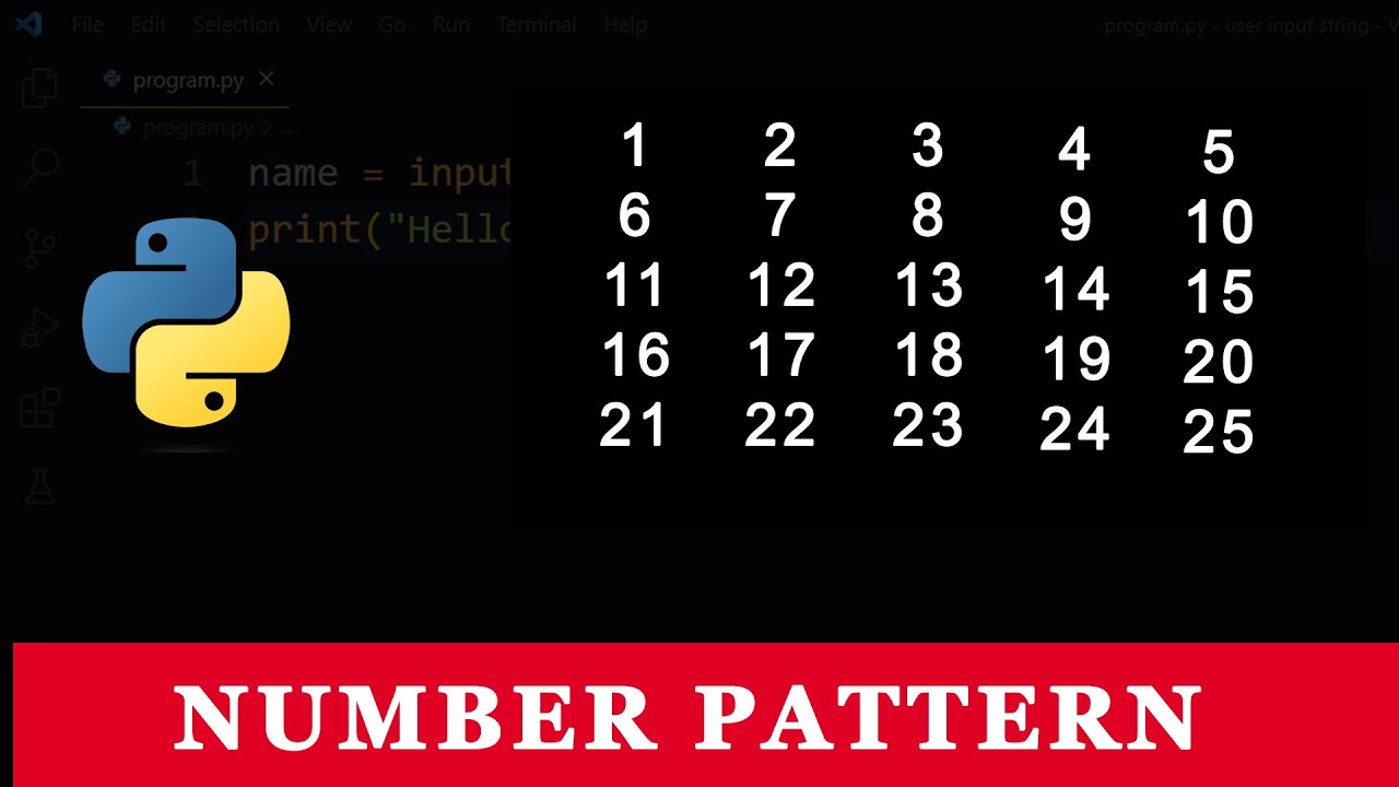 Python Program To Print Number Pattern in Square Shape | 04