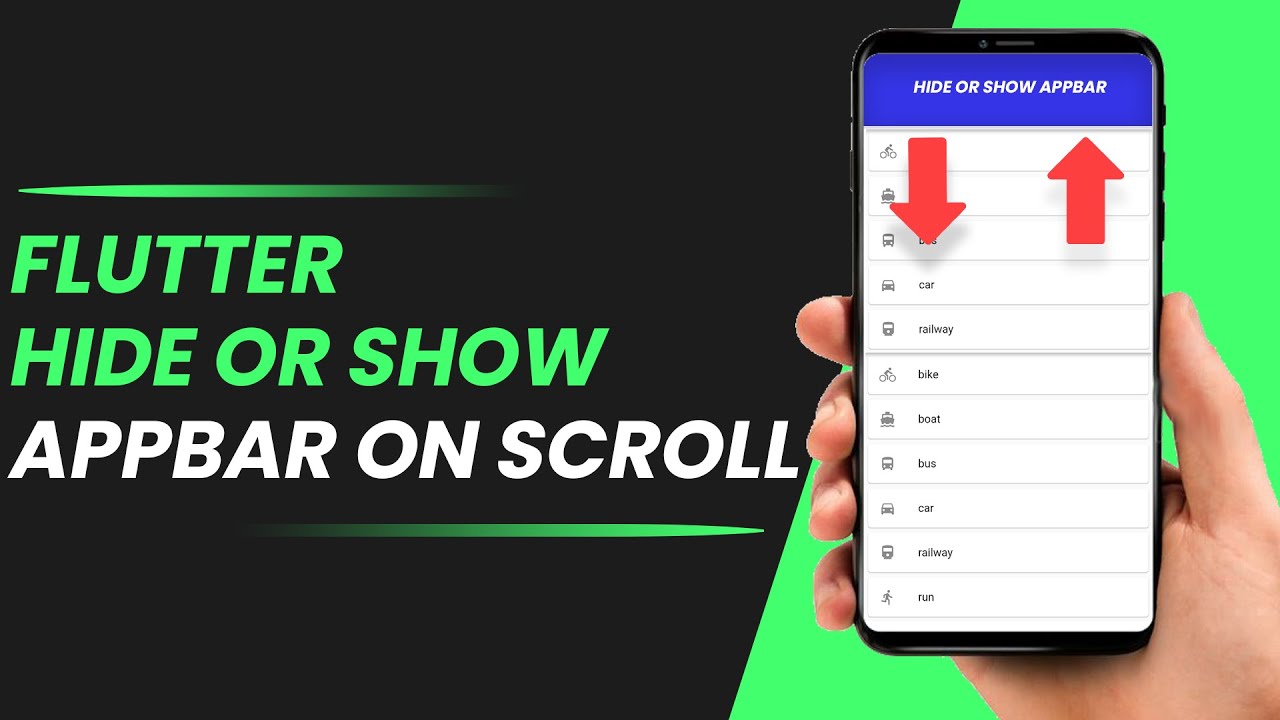 how to hide the appbar and make it appear when you scroll in flutter