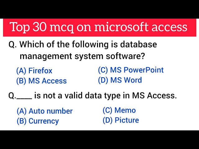 Mastering MS Access: Top 30 MCQs with Answers | Galaxy.ai | Galaxy.ai
