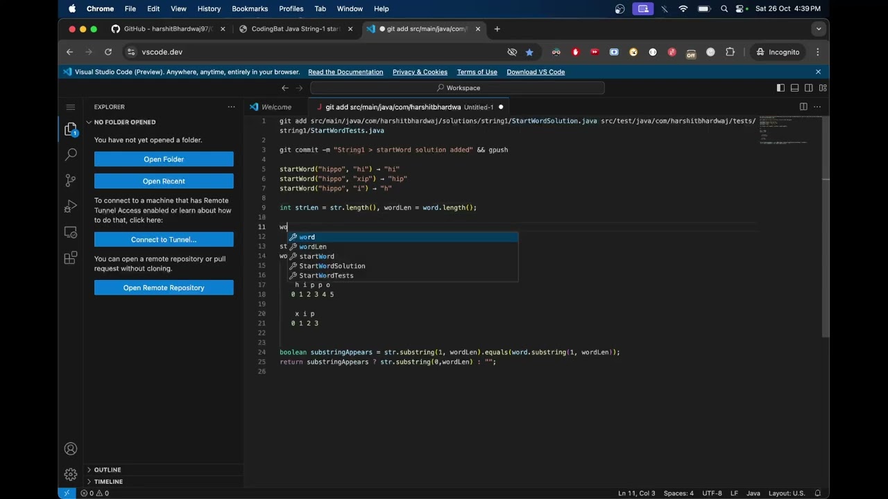 CodingBat Java | String-1 Section | startWord