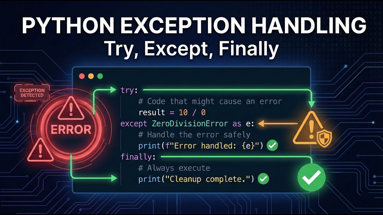 Exception Handling in Python: Try, Except, Finally#Python #Programming #ErrorHandling #Coding