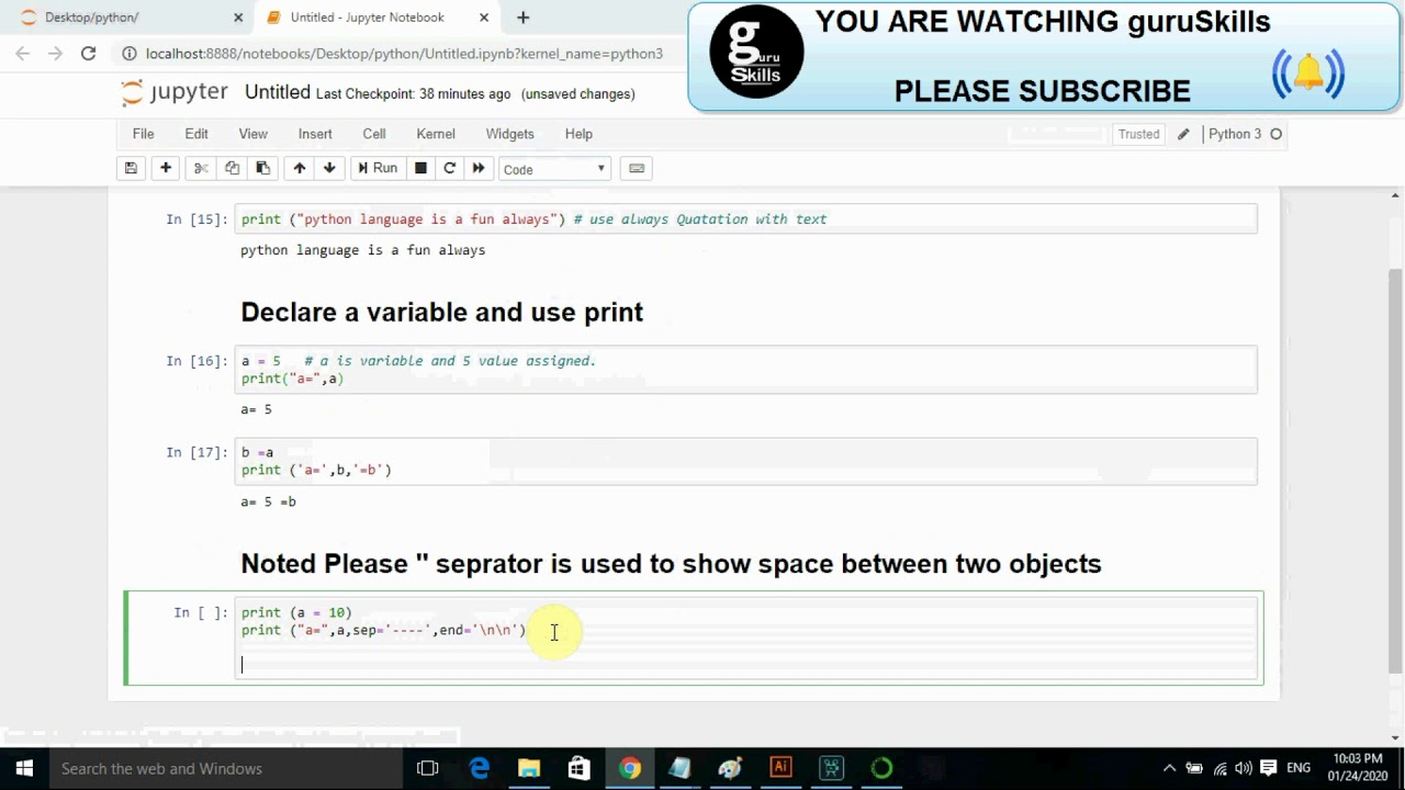 Learn Python Programming print command on Jupyter Notebook