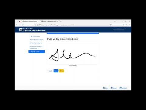 Walkthrough of e-filing a Motion to Stay Eviction