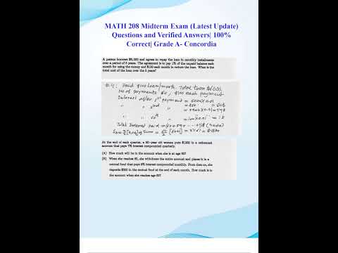 MATH 208 MIDTERM EXAM LATEST 2024 2025 UPDATE QUESTIONS AND VERIFIED ANSWERS 100 CORRECT GRADE A CON