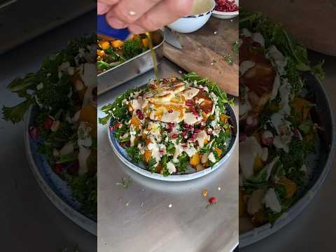 unbeatable halloumi, butternut squash & tahini salad recipe #food