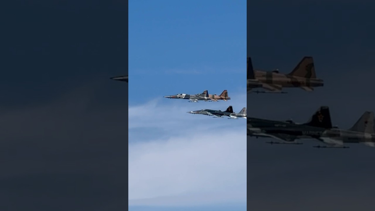 Four Ship formation of USMC F-5N Tiger II’s flyby during the 2026 MCAS Yuma Airshow#militaryaviation