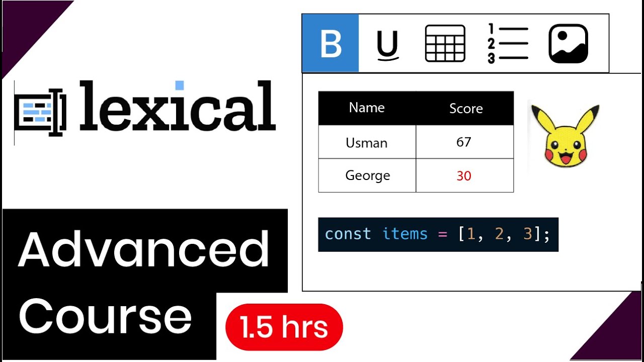 Lexical Advanced Tutorial - Tables, Code Blocks, Images, Colors, Lists, Video Embedding