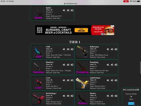 Mm2 value list (2021 October)