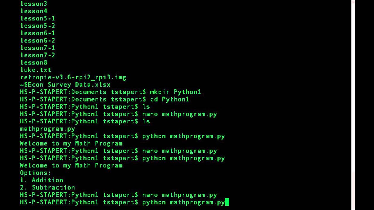 Python math program lab