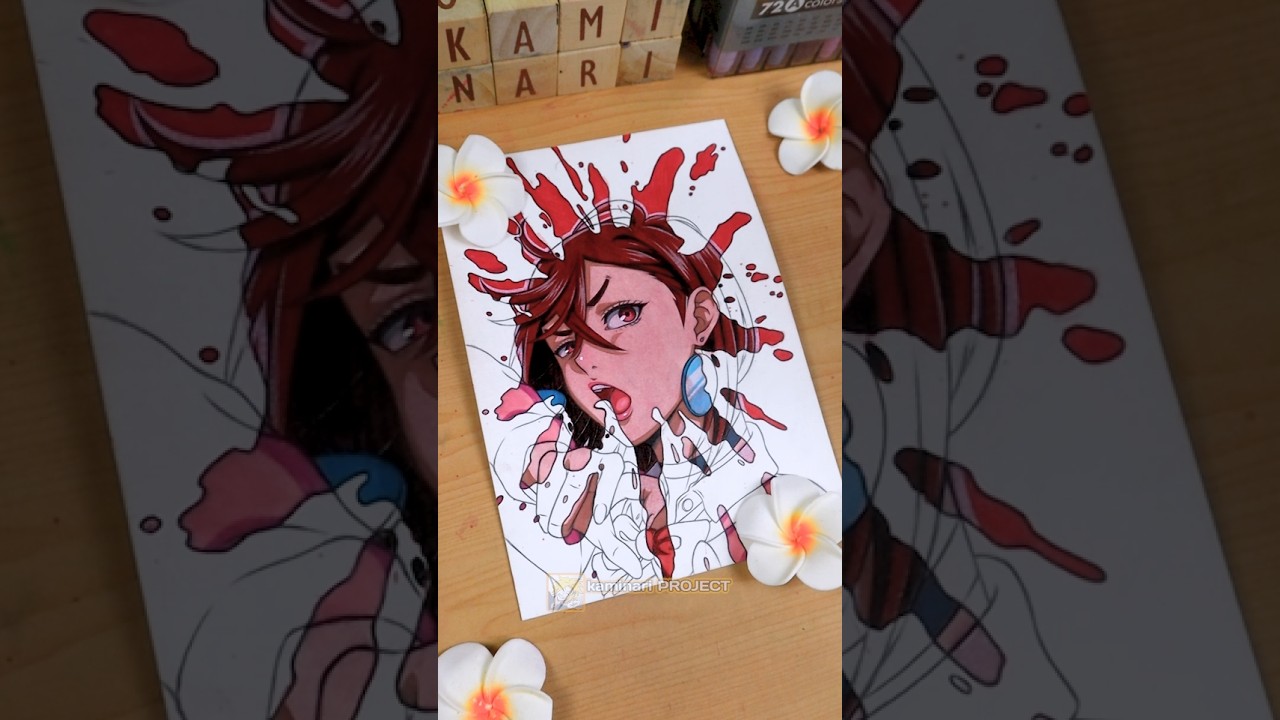 Drawing Drawing Ayase 😈 DANDADAN / ダンダダン - Spill Art 💦 AR drawing Apps #shorts #drawing #dandadan