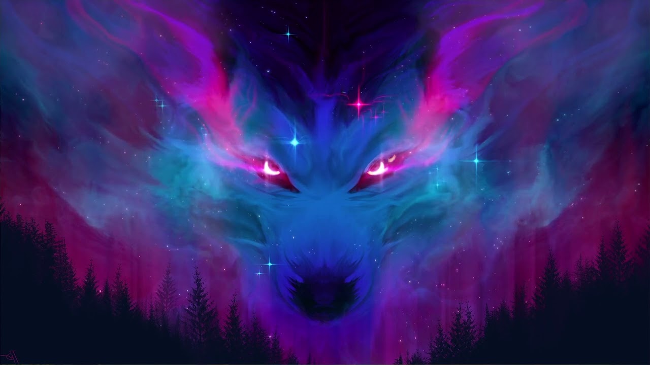 Wolf Live Wallpaper 4K | Pink and Blue Night Background