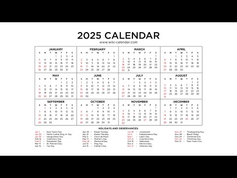 Year 2025 Calendar Printable with Holidays - Wiki Calendar
