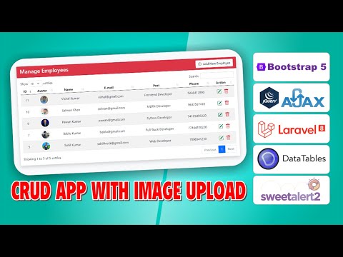 Learn CRUD App With Image Upload Using Laravel 8 jQuery Ajax Bootstrap 5 DataTable SweetAlert ...