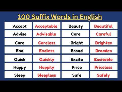 100 Suffix Words Part 1 || Suffix Words 50 || Suffix words in English