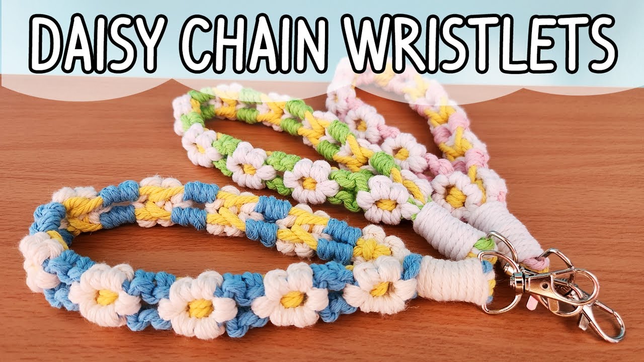 How to Make Daisy Chain Macrame Wristlet Keychain Tutorial | Macrame Tutorial