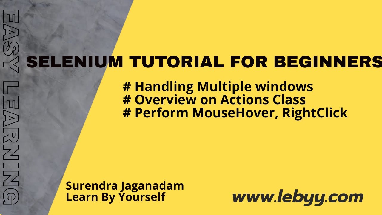 Multiple windows handling & Actions class concept || Selenium Tutorial for Beginners