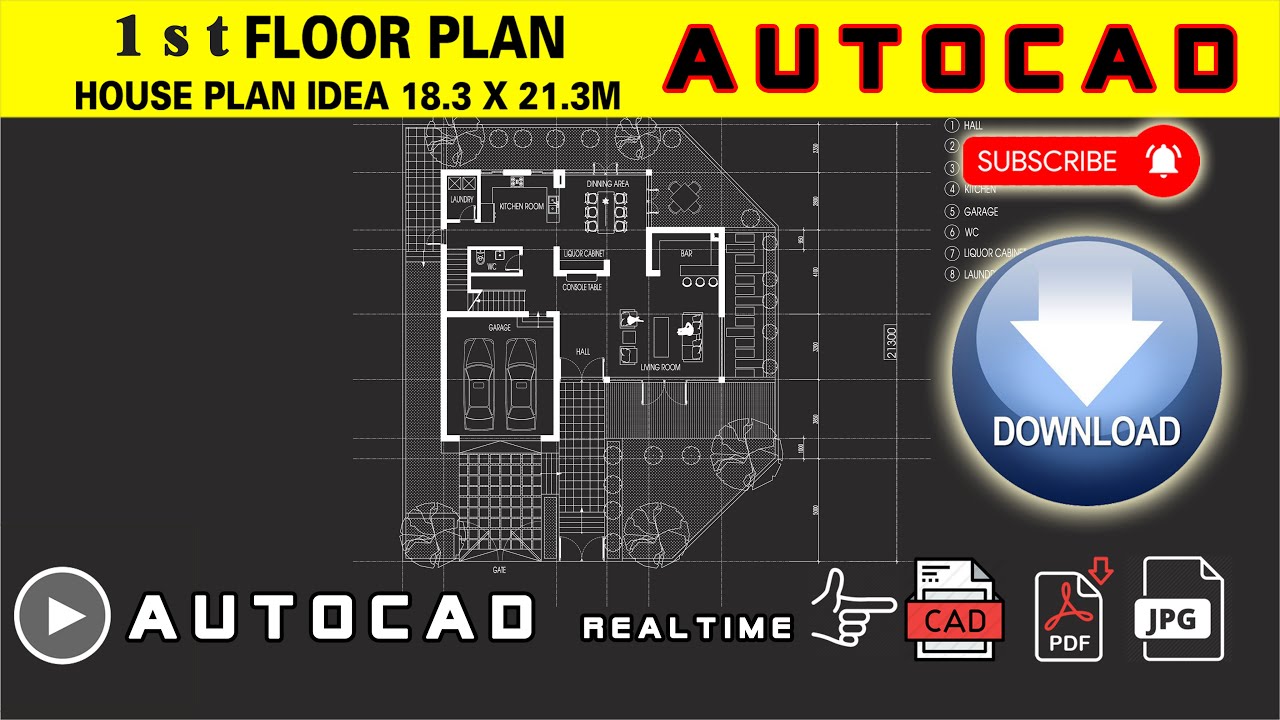 Making 1st floor - House 18x21m plan in AutoCAD: Part 1 of 3 | TGA Design