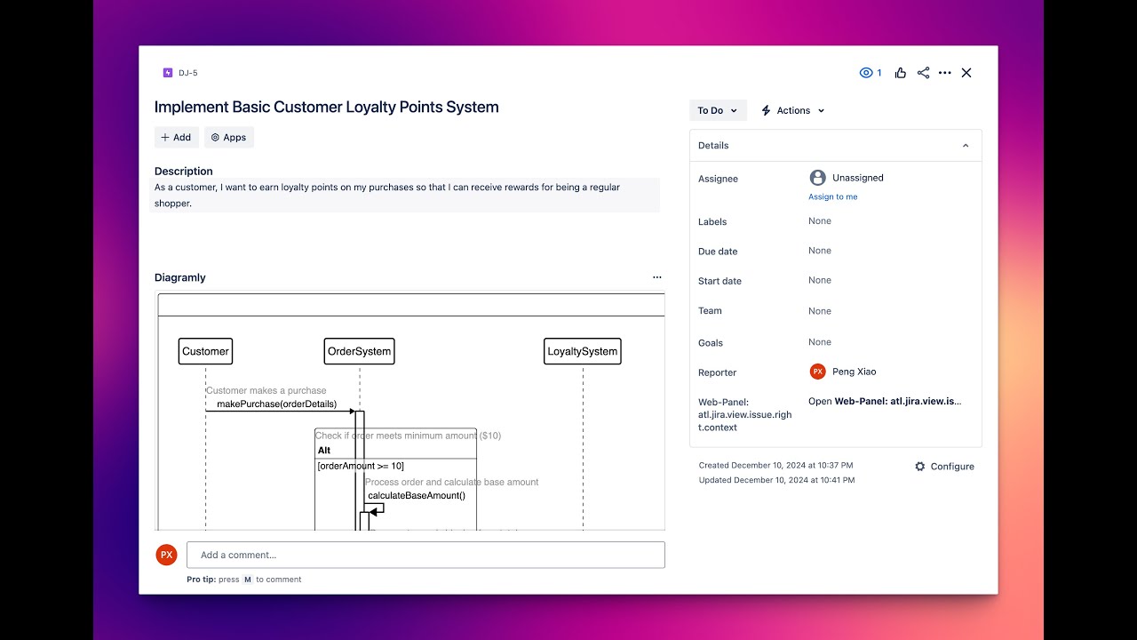 Diagramly for Jira: Automatic Flow Diagram Generation from Jira Cards