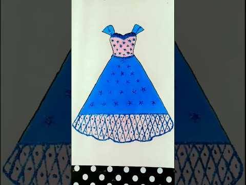 Beautiful dress drawing 😍😊 #subscribe #glitter #creative #drawing #shorts #art