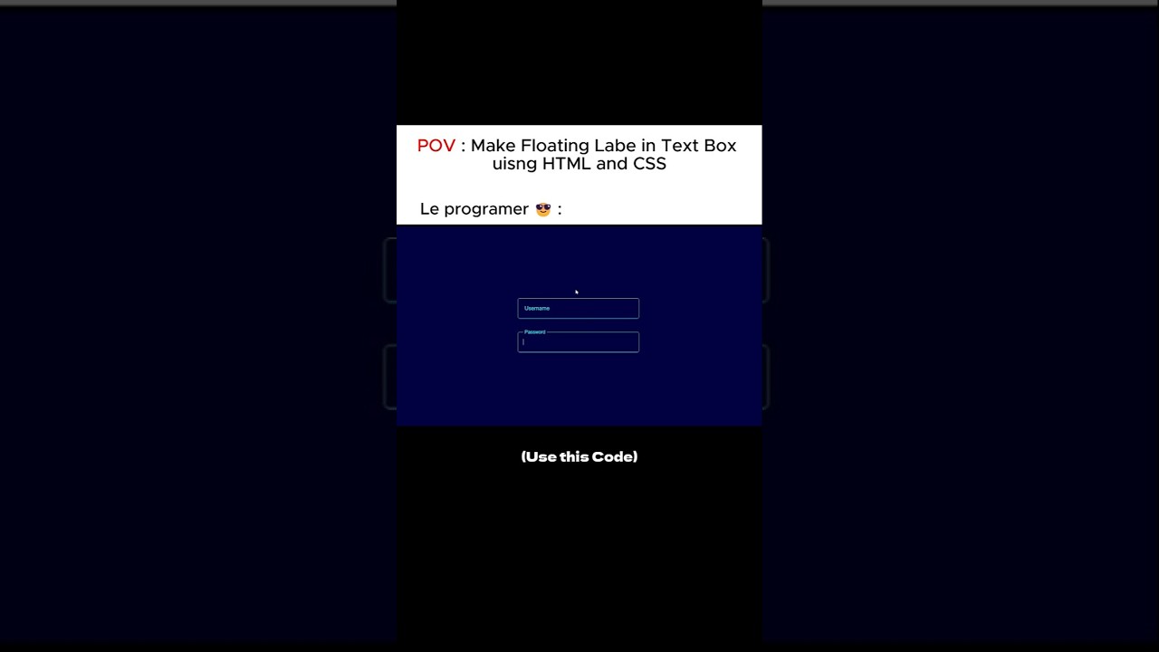 🚀 Floating Label Textbox Using HTML & CSS 💻 | Clean Input Field UI Design 🔥 #shorts