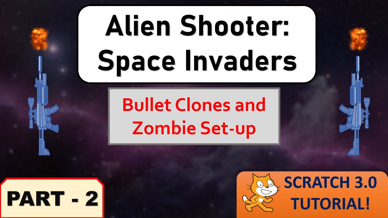 Alien Shooter: Space Invaders - Part 2 | Scratch 3.0 Tutorial | Just Finished Coding!