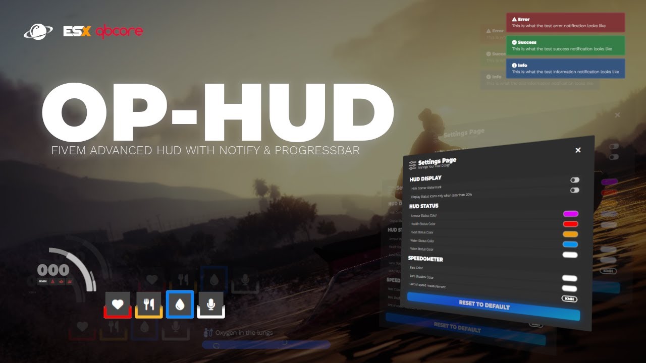 OP HUD - Advanced HUD with settings, progressbar & notify | Fivem Script Showcase