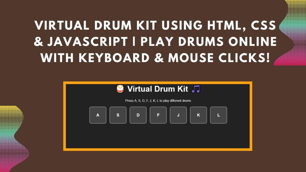 Virtual Drum Kit with HTML, CSS, and JavaScript | Step-by-Step Guide 🥁🎵
