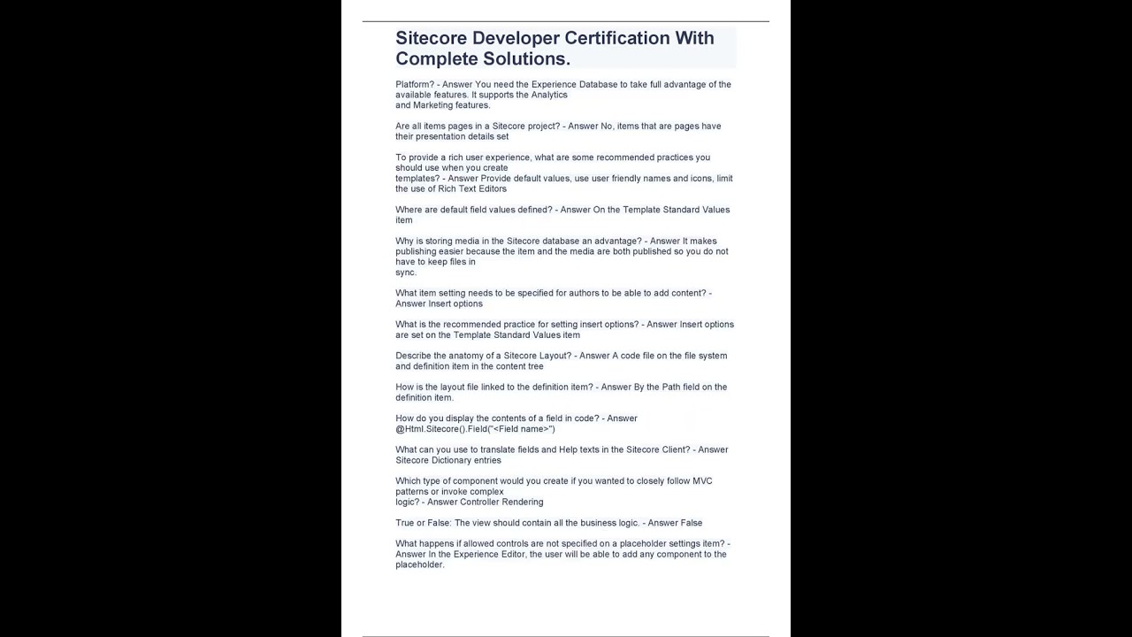Sitecore Developer Certification With Complete Solutions pdf