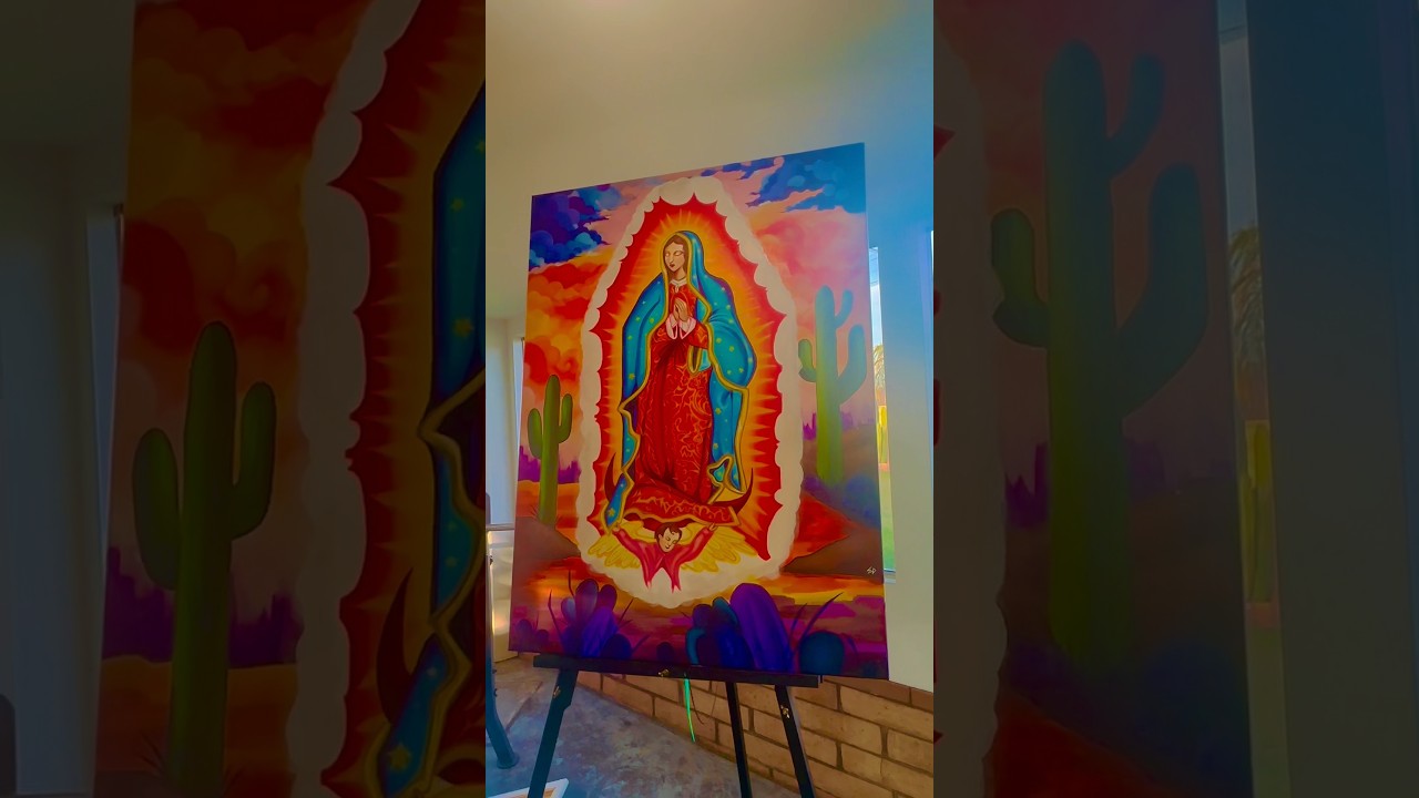 This Painting took me ONE MONTH to finish 😱 #painting #virginmary #holyspirit   #spirtuality