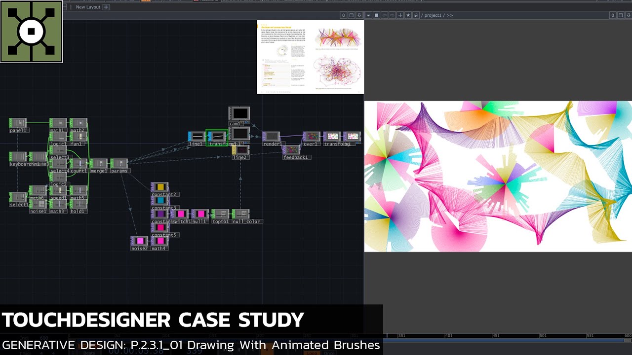 Touchdesigner Tutorial 57 - Case Study [Generative Design: P.2.3.1_01 Drawing With Animated Brushes]