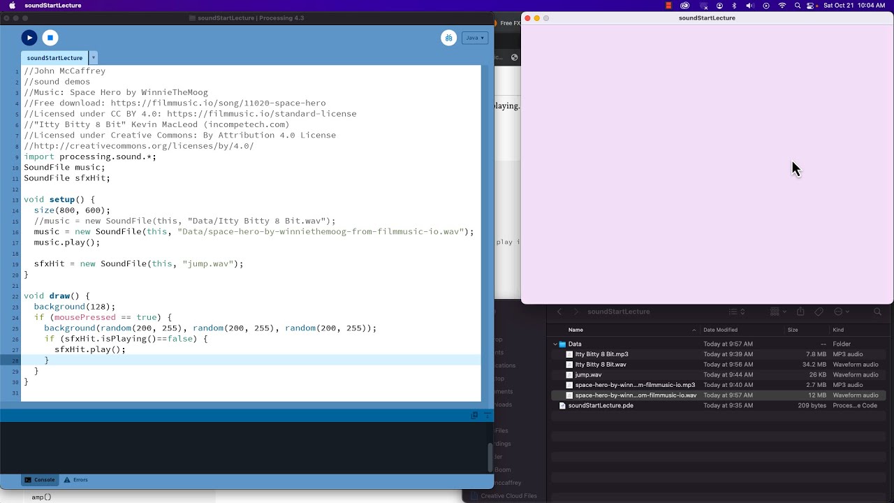 Adding Sounds to a Processing Project