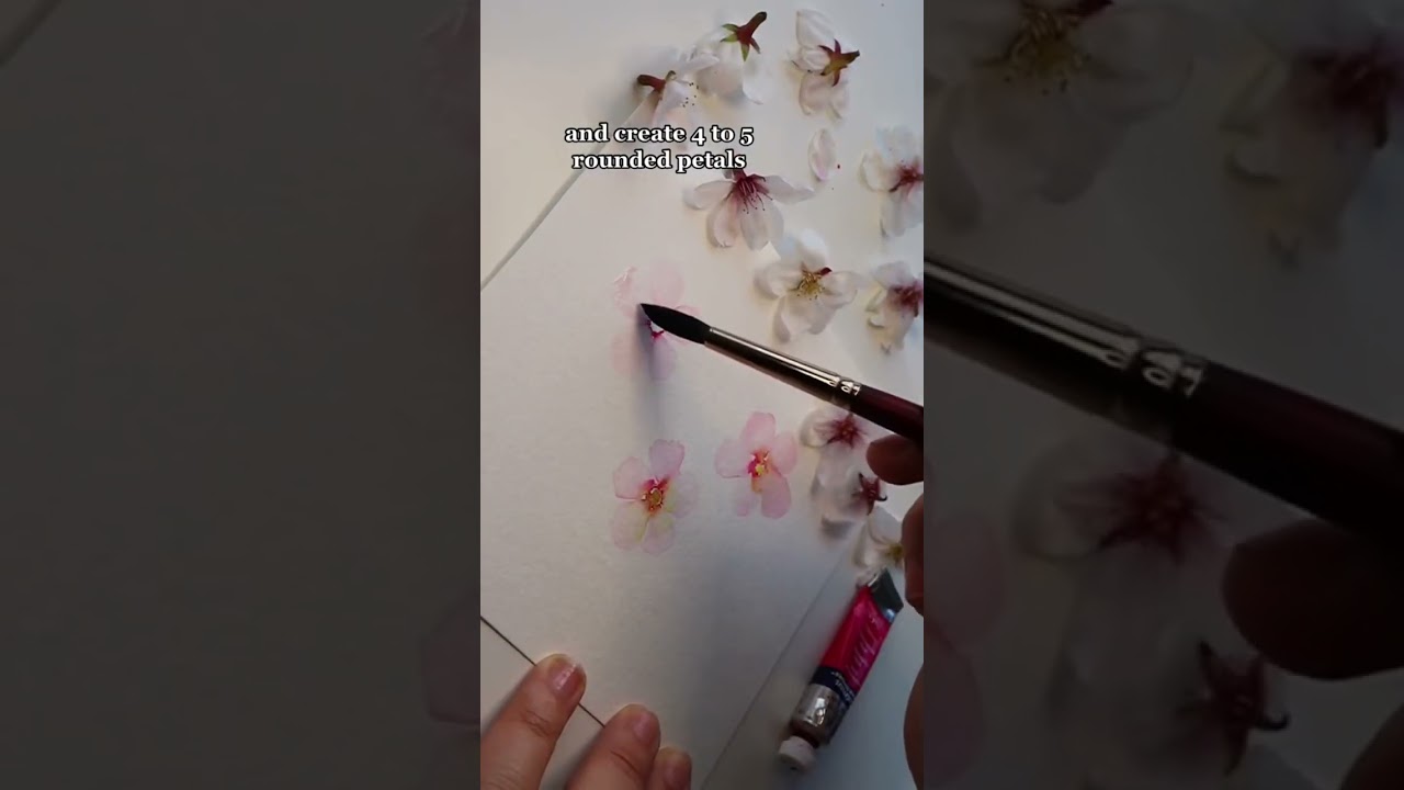 Easy Cherry Blossom tutorial #watercolorflowers #painting  #art #arttherapy #shorts