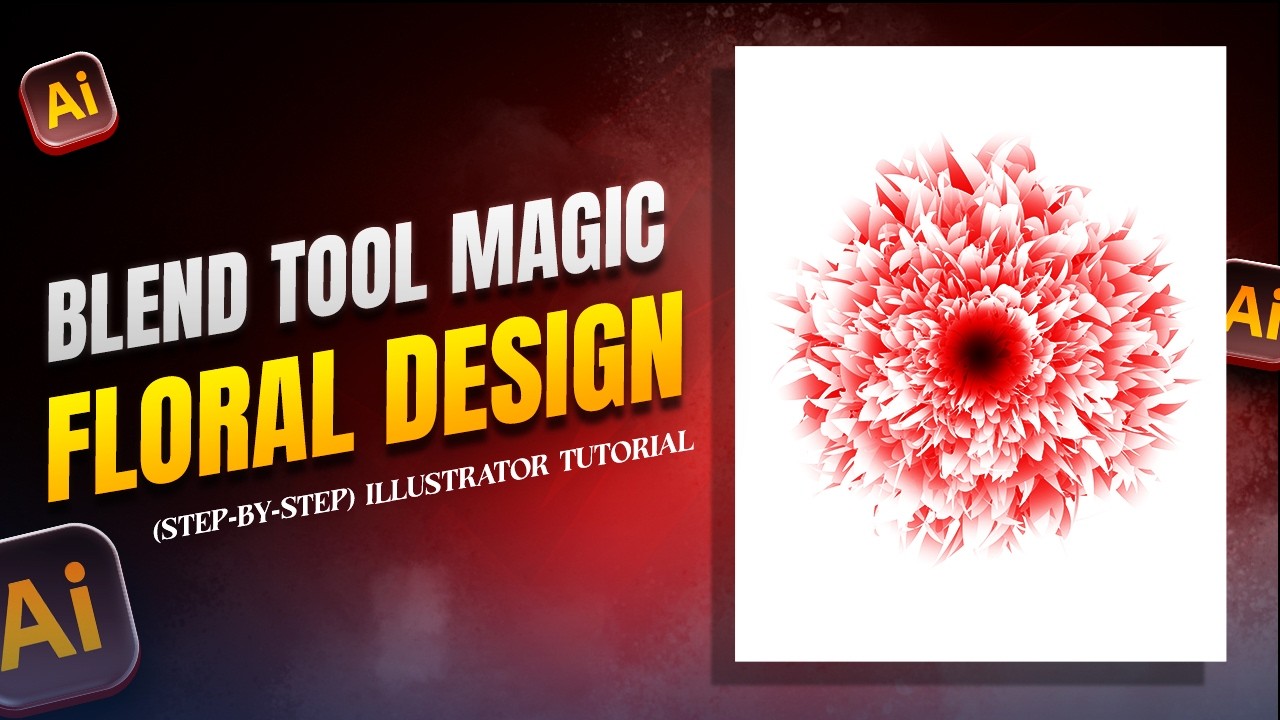 Adobe Illustrator Blend Tool Tutorial | Create Beautiful Floral Vector Design (Step-by-Step)