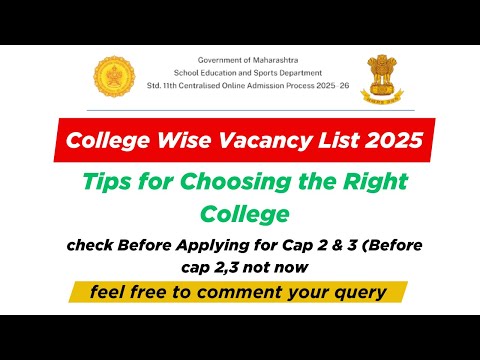 FYJC Admission 2025 Tips for Choosing the Right College | Vacancy List Maharashtra