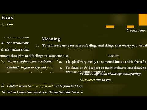Idiom Pour out one s heart Meaning and Example
