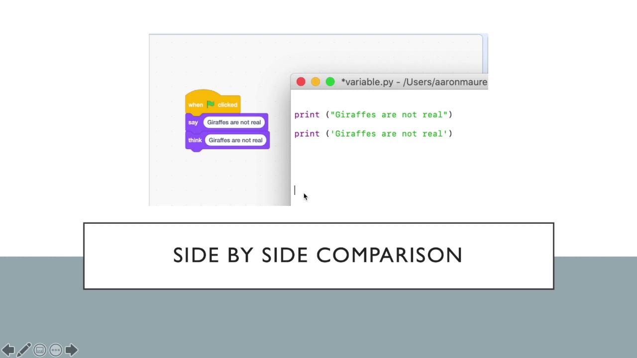 Scratch 3.0 vs Python - Simple Output