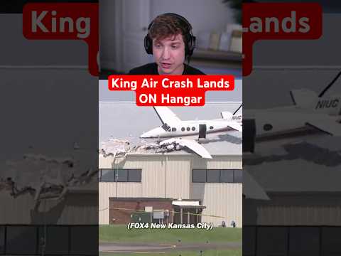 King Air Crash Lands ON Hangar