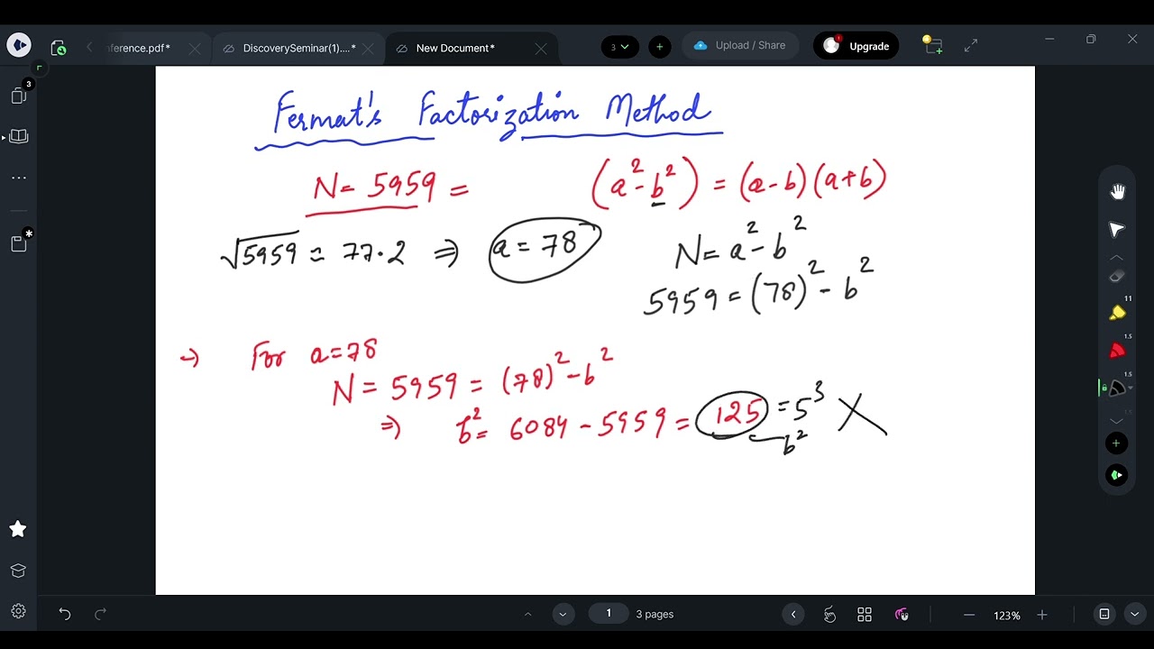 Fermat's Factorization Example