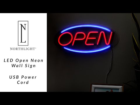 LED Open Neon Lighted Wall Sign - 17.75" - Red and Blue | Northlight FM93573 | Northlight