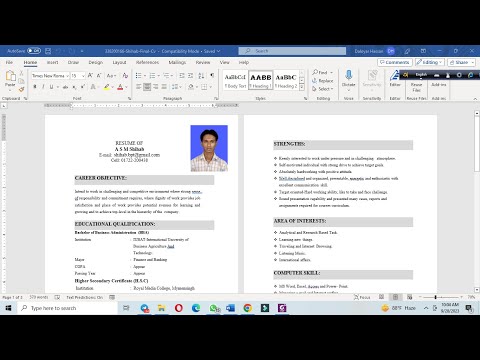 CV Format Bd Word File Download MS Word / DOC