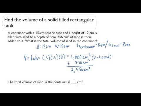 Find the volume of a solid filled rectangular tank