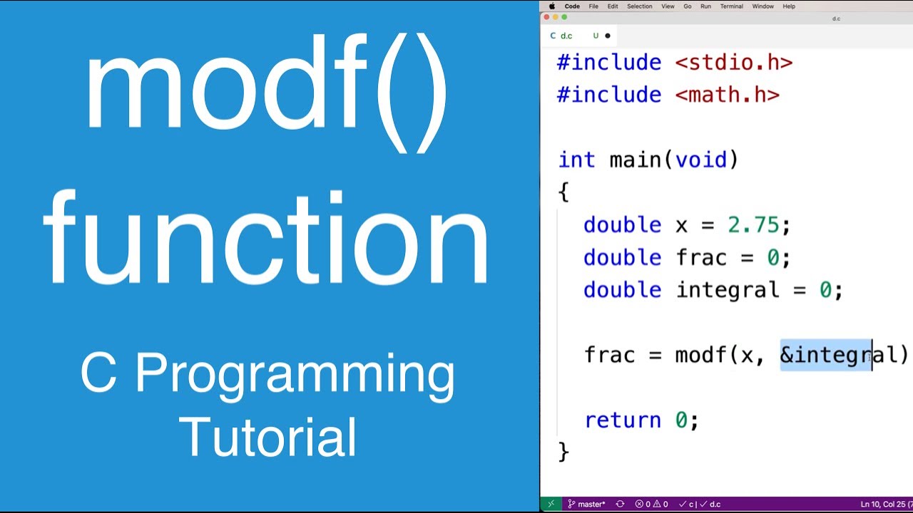 modf() function | C Programming Tutorial