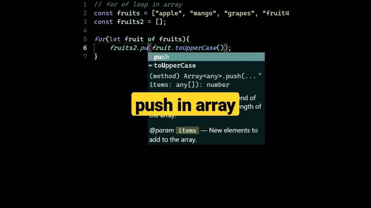 push in array | javascript tutorial #html #shorts #javascript